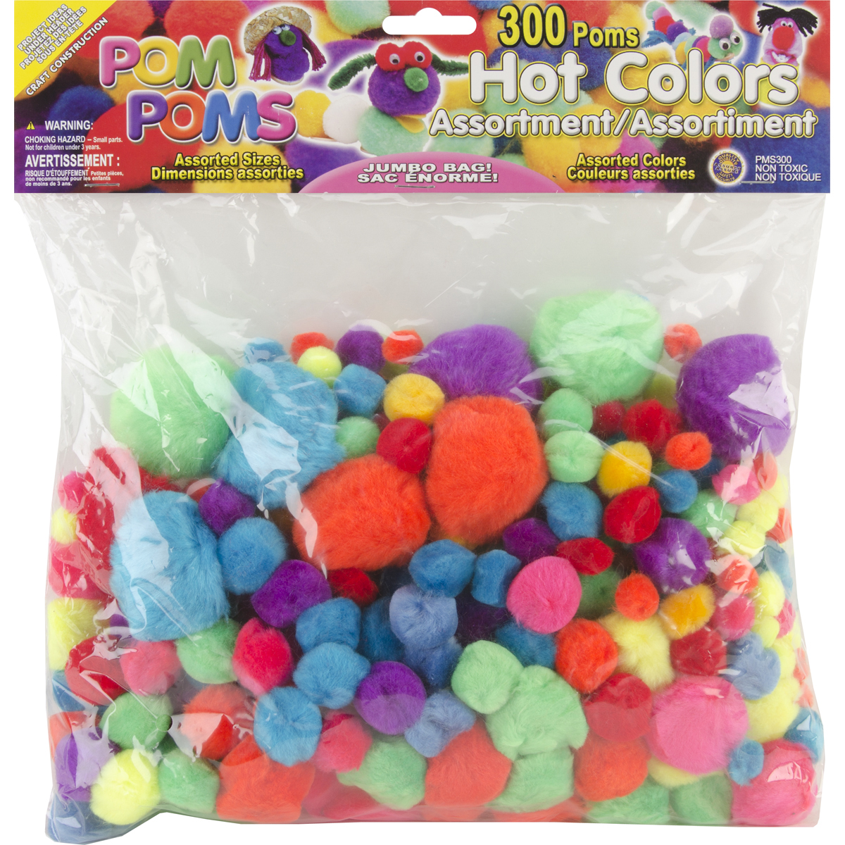 Pom-Poms Assorted 300/Pkg-Hot, POM-PMS | eBay